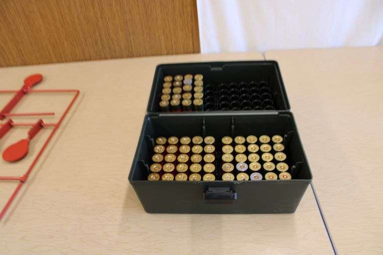 Trap shooting box w/70 rnds of 12 ga. - Lee Real Estate & Auction Service