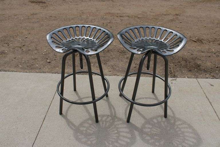 Pair of Gray tractor seat adjustable swivel stools - Lee Real Estate ...