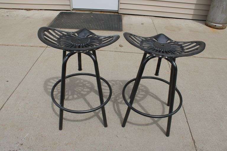 Pair of Gray tractor seat adjustable swivel stools - Lee Real Estate ...