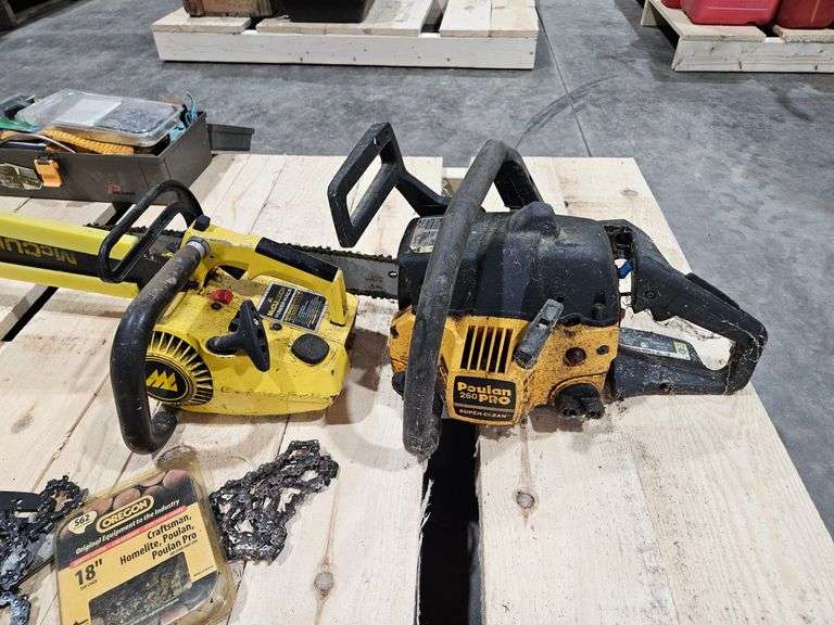 (2) Chainsaws w/ Extra chains & bars - Lee Real Estate & Auction Service