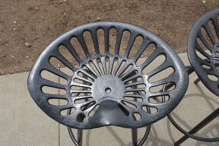 Pair of Gray tractor seat adjustable swivel stools - Lee Real Estate ...