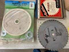 (3) Small Gas Cans, Saw Blades - Lee Real Estate & Auction Service