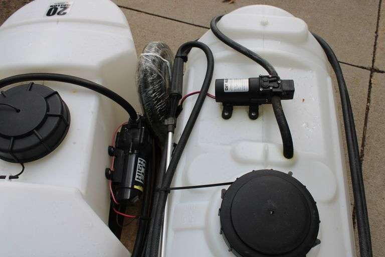 20 & 15 gal. poly sprayers w/12v pumps - Lee Real Estate & Auction Service