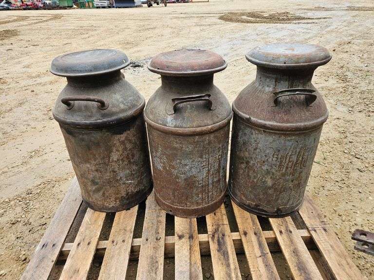 (3) Antique Milk Cans - Lee Real Estate & Auction Service