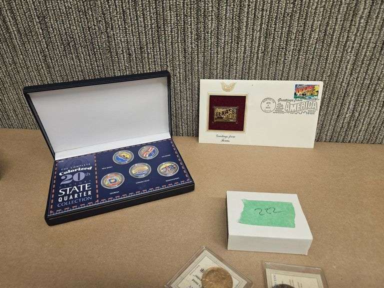 Silver Eagle& (5) Colorized State Quarters - Lee Real Estate & Auction ...