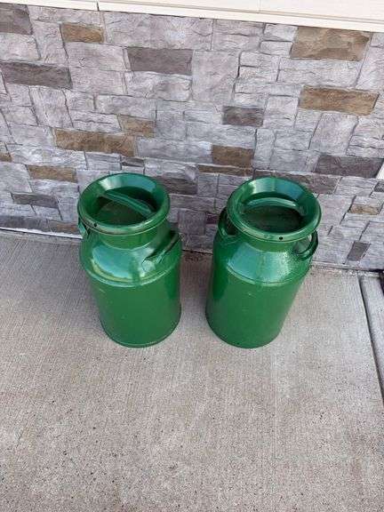 (2) Powder Coated Milk Cans - Lee Real Estate & Auction Service