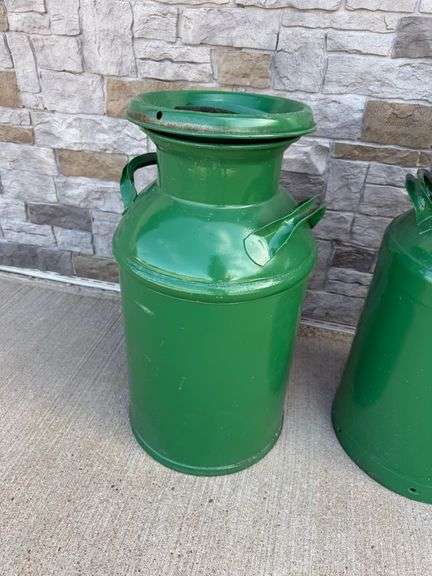 (2) Powder Coated Milk Cans - Lee Real Estate & Auction Service