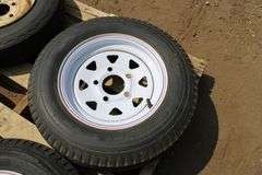 Pair of trailer tires on rims - Lee Real Estate & Auction Service