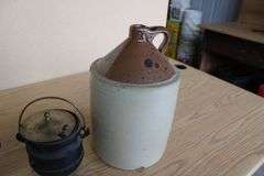Cast iron tea pot, 2 sm. pots & earthen jug - Lee Real Estate & Auction ...