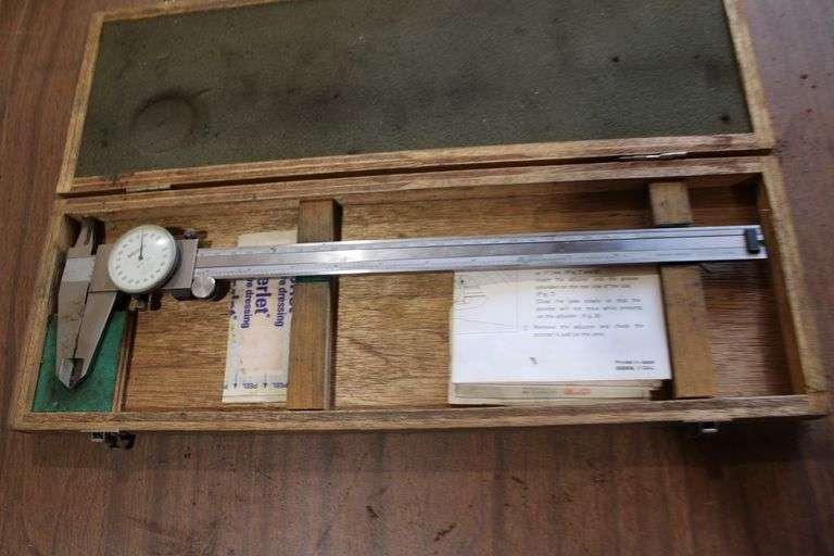 12" dial caliper in wood case - Lee Real Estate & Auction Service