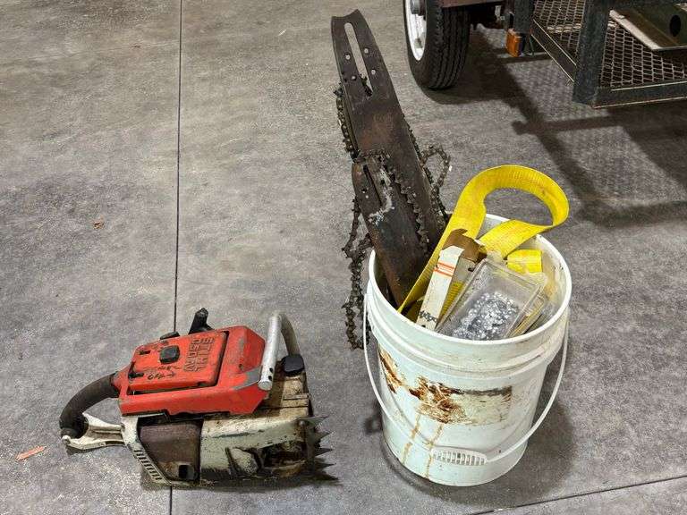 Older Stihl Chainsaw & Bucket of Bars/Chains - Lee Real Estate ...