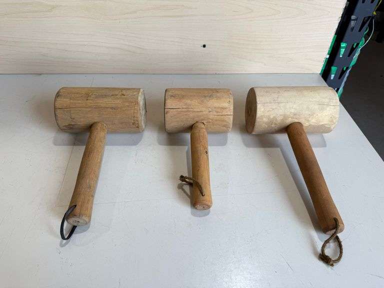 (3) Wooden Mallets - Lee Real Estate & Auction Service