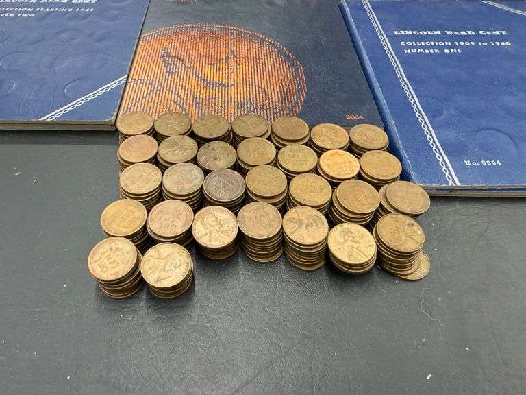 (300+/-) Wheat Pennies & (3) Partial Books of Lincoln Head Pennies ...