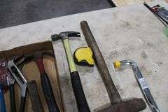 Flat of hammers, channel locks & misc. - Lee Real Estate & Auction Service