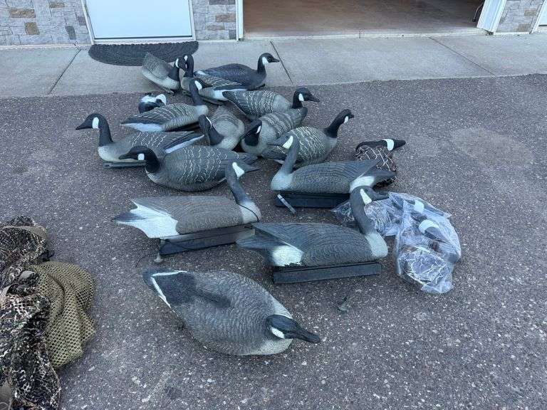 (18) Goose Decoys w/ Carrying Bags - Lee Real Estate & Auction Service