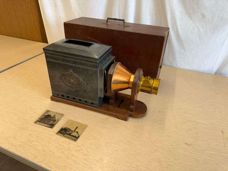 Antique Projector w/ Glass Slides - Lee Real Estate & Auction Service