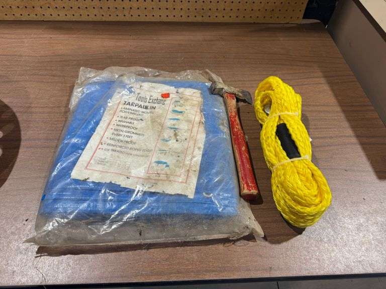 10'x10' Tarp & Tow Rope - Lee Real Estate & Auction Service