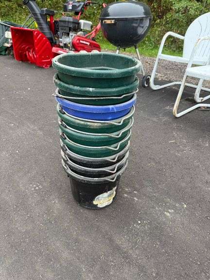 (9) 8qt Flatback Feeder Buckets - Lee Real Estate & Auction Service