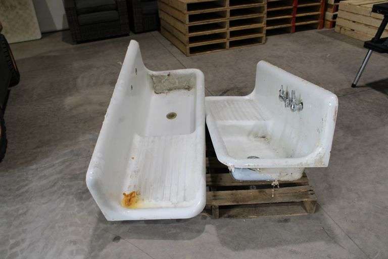 2 - 52" antique cast iron sinks - Lee Real Estate & Auction Service