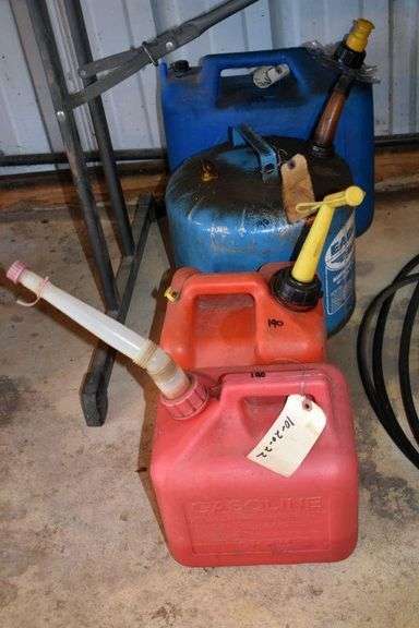 (4) Gas Cans: (2) Metal, (2) Plastic - Hamilton-Maring Auction Group