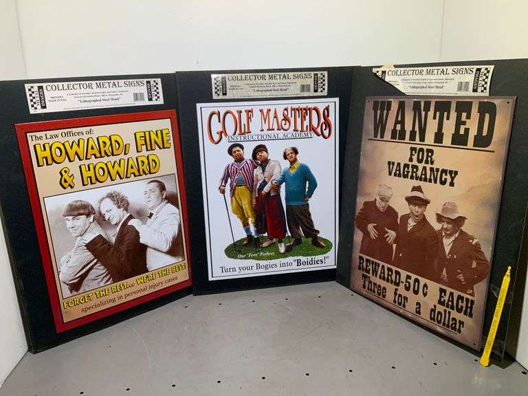 (3) Collector Metal Signs Three Stooges - Hamilton-Maring Auction Group