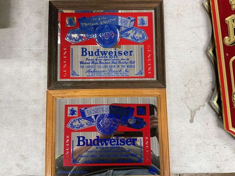 Two Budweiser Mirrors 10 3/4"x 13 1/2" - Hamilton-Maring Auction Group