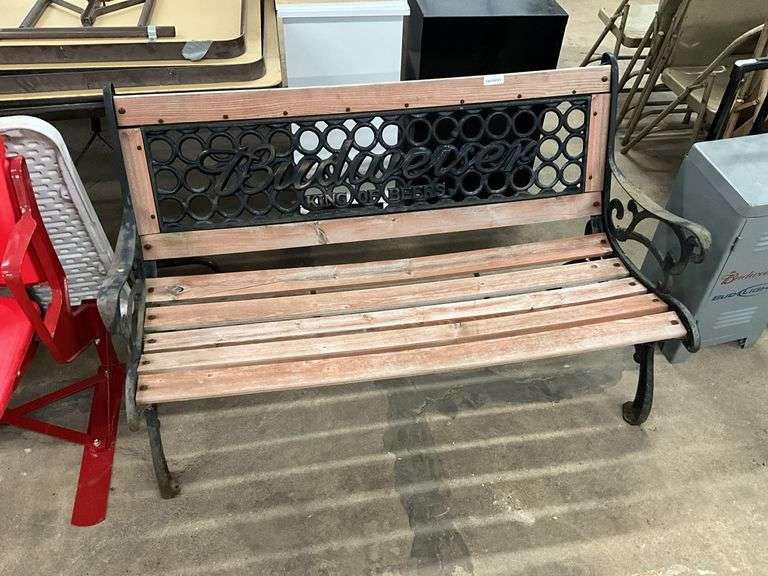 Budweiser 48" Wrought Iron Park Bench - Hamilton-Maring Auction Group