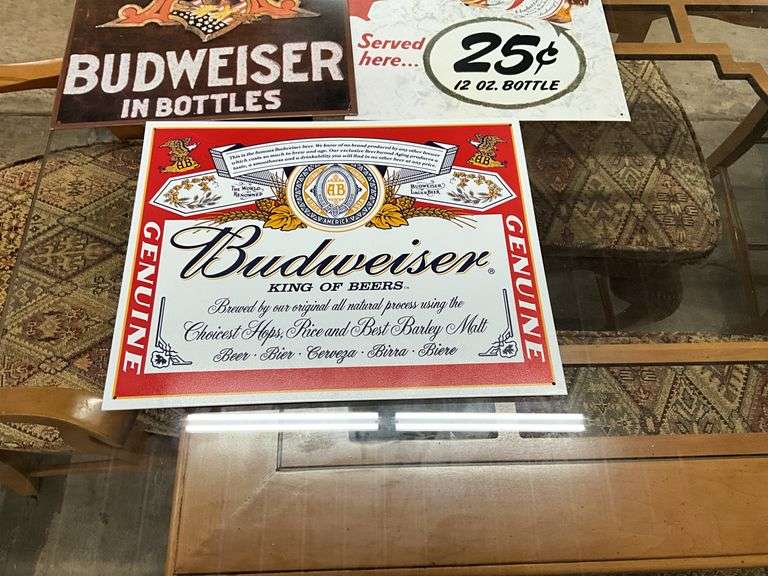 (3) Tin Reproduction Budweiser Signs - Hamilton-Maring Auction Group