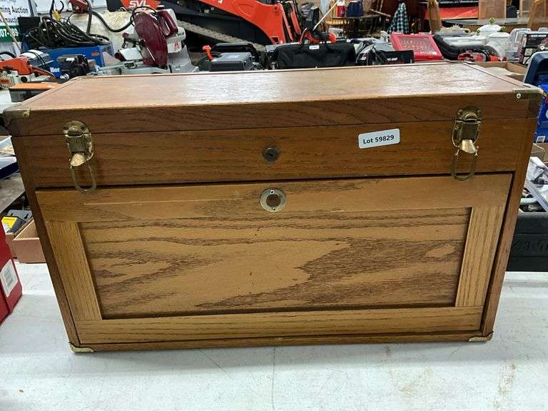 Wooden Tool Chest with Contents , 9 1/2"x 26" x 15 - Hamilton-Maring ...
