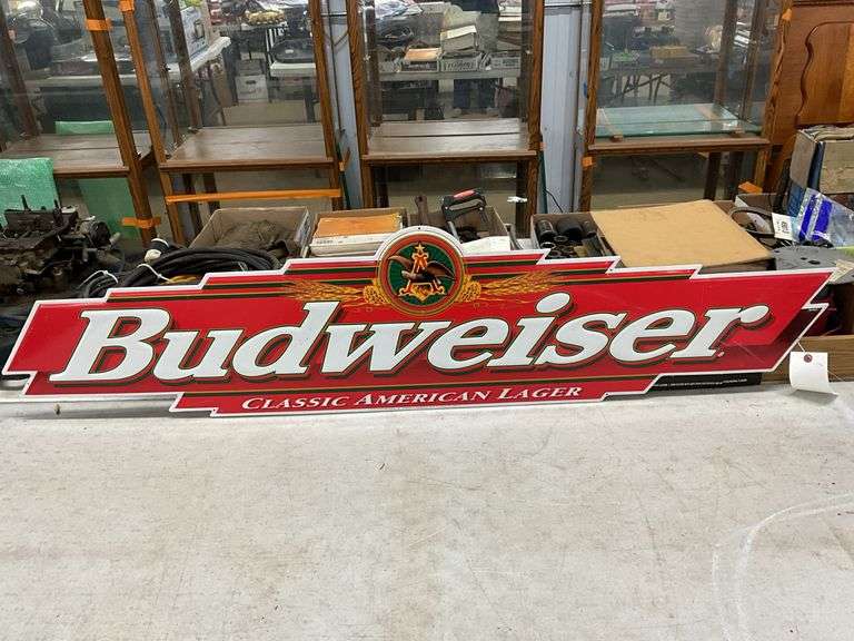 Metal Budweiser Sign, 13"x55" - Hamilton-Maring Auction Group