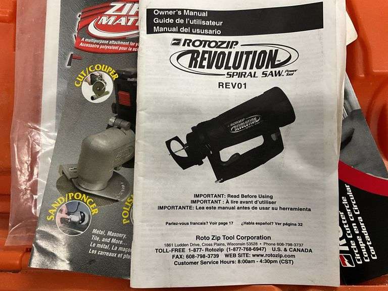 RotoZip Revolution Spiral Saw, REV01 with Case - Hamilton-Maring ...