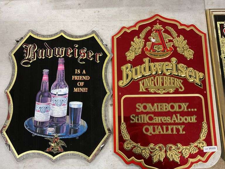 Two Budweiser Signs 25 1/2"x15" & 20 1/4"x16 1/2" - Hamilton-Maring ...