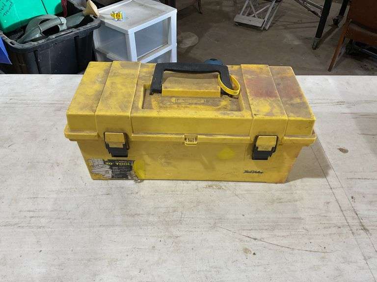 yellow tool box w/misc sockets - Hamilton-Maring Auction Group