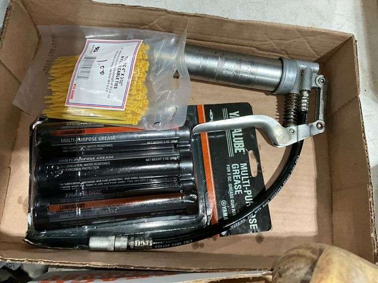 Grease Gun, Grease Tubes, Zip Ties - Hamilton-Maring Auction Group