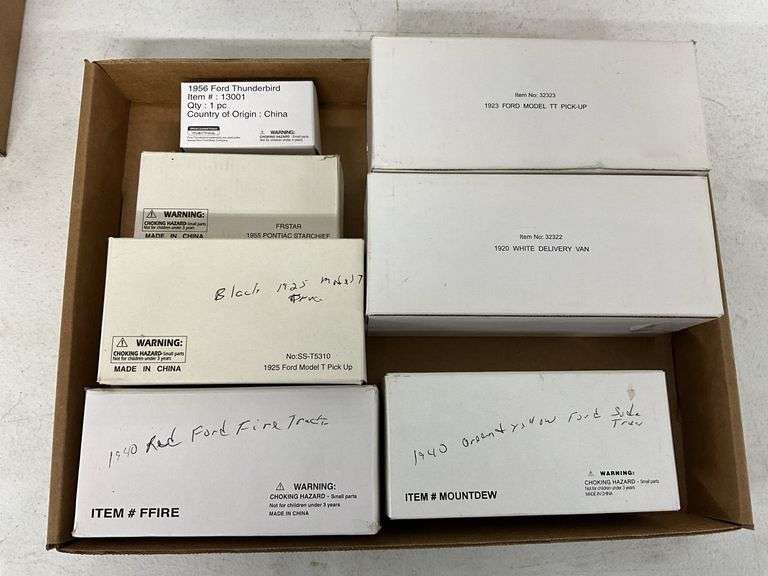 (7) Mini Ford, Pontiac, White Vehicles with Boxes - Hamilton-Maring ...