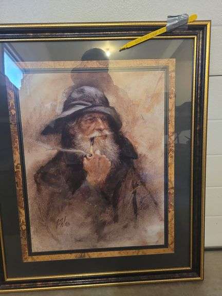 Framed Sailer smoking pipe print- Signed R Nolan - Hamilton-Maring ...