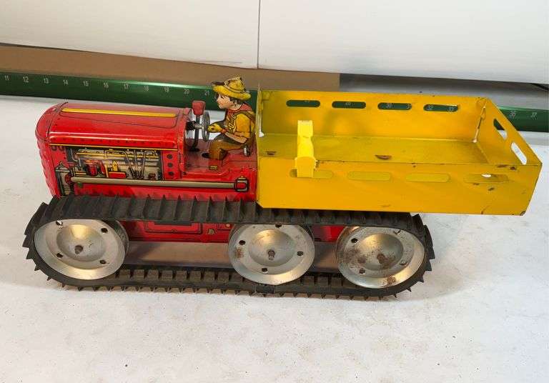 Tin litho Marx 6 wheeled tracked crawler windup 14" long - Hamilton ...