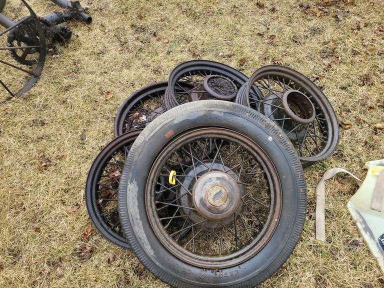 Five vintage spoked wheels - Hamilton-Maring Auction Group