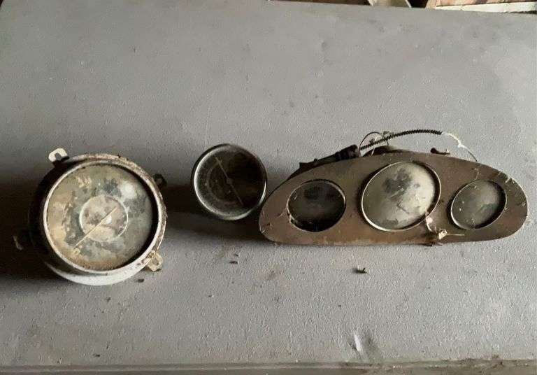 Assorted vintage gauges, John Deere tach - Hamilton-Maring Auction Group