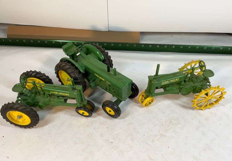 3 John Deere tractors, model GP on steel, one model A, and model R - Hamilton-Maring Auction Group