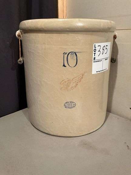 10 Gallon Red Wing Big Wing Crock, Bail Handled, Looks In Good Shape ...