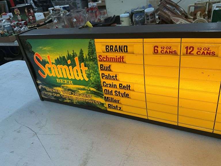 Schmidt Beer Advertising Lighted Display, 49" x 10 - Hamilton-Maring ...