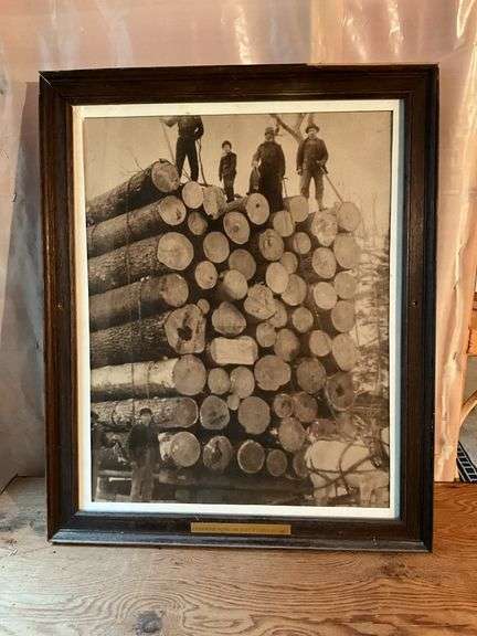 Framed "Loggers Pose On 60 Logs In 1867" Hennepin County Historical ...