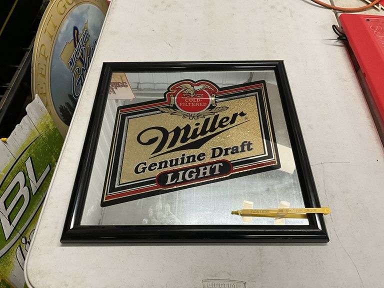 Miller Genuine Draft Light Mirror, 20" x 20" - Hamilton-Maring Auction ...