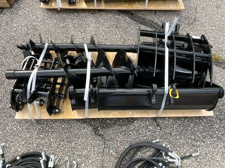 QTY (9) quick hitch, rake, ripper, Graber, auger,1 - Hamilton-Maring ...