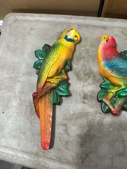 Chalkware Parrot Wall Sconces - Hamilton-Maring Auction Group