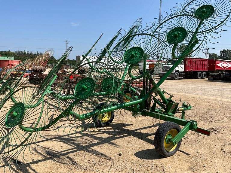 John Deere 702 Hay Rake w/Kicker, 10 Wheel - Hamilton-Maring Auction Group