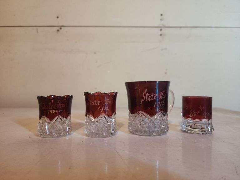 (4) 1912 State Fair Ruby Flash Souvenir Cups - Hamilton-Maring Auction ...