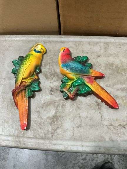 Chalkware Parrot Wall Sconces - Hamilton-Maring Auction Group