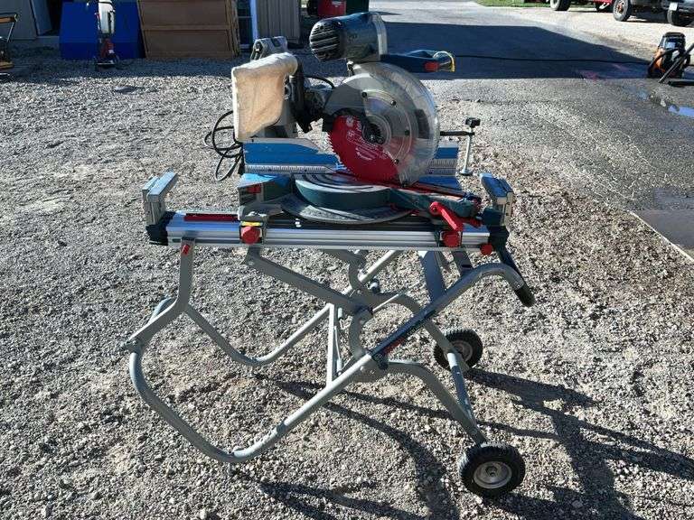 Bosch 12" miter box saw on stand - Hamilton-Maring Auction Group
